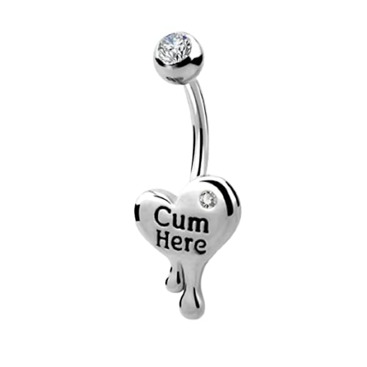 NAT MEYA Belly Button Rings Heart Clear CZ 316L Surgical Steel Belly Rings Heart Shaped Letter Navel Rings Belly Rings Belly Piercing Jewelry - 2 PCS