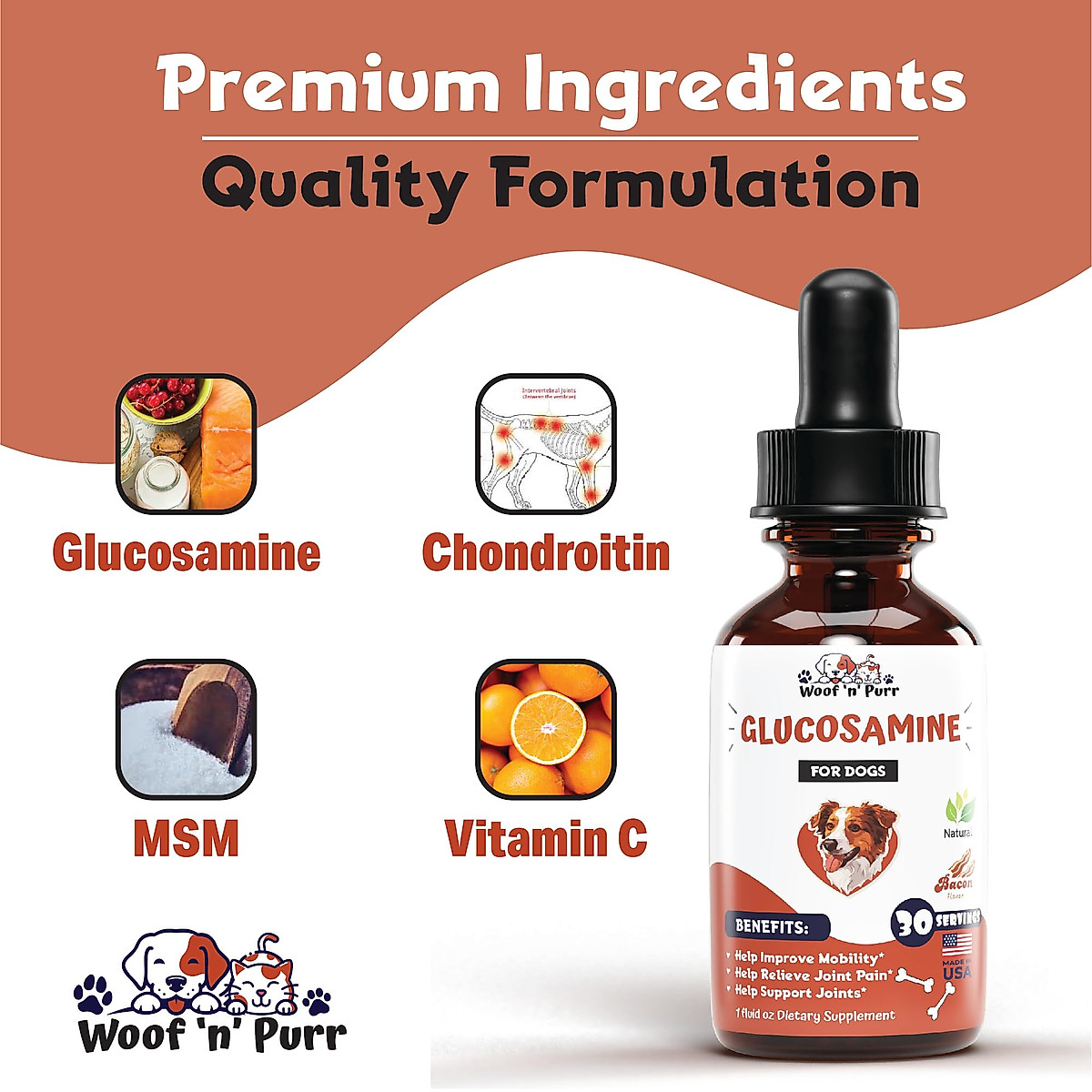 Dog Glucosamine - Supports Hip & Joint Health, & Much More - Glucosamine for Dogs Hip and Joint Supplement - Glucosamine for Dogs - Dog Joint Supplement - Glucosamine Chondroitin for Dogs - 1 fl oz