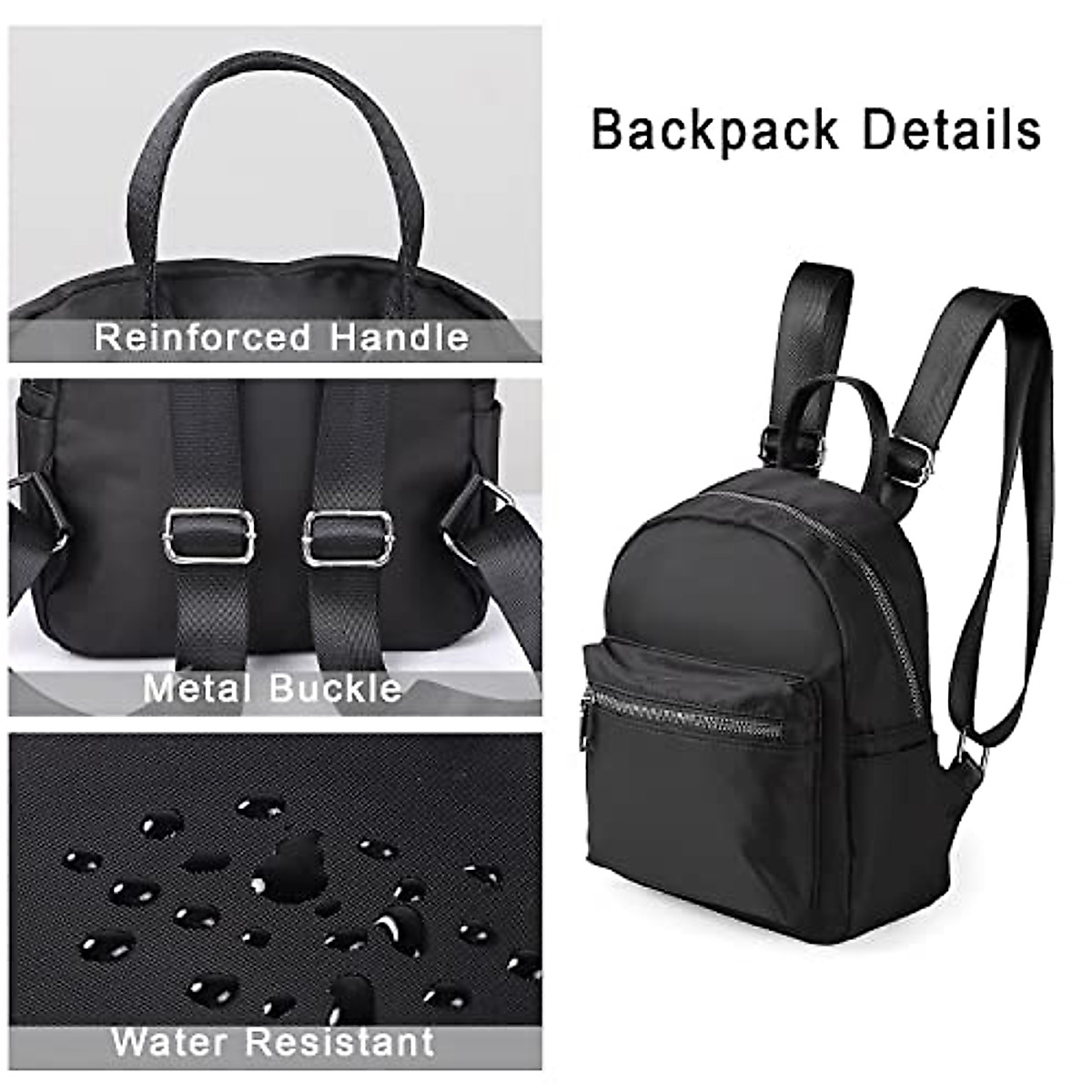 Etercycle Mini Backpack Purse for women, Teen Girl Small Backpack Purse, Shoulder Bag for Travel School (Black)