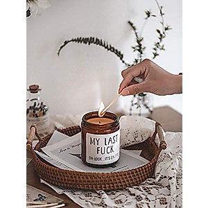 Funny Gifts for Women and Men, My Last -UCK- Scented Soy Candle, Funny Birthday Gag Gifts for Friends, BFF, Coworkers, Her, Him (Dark Brown)
