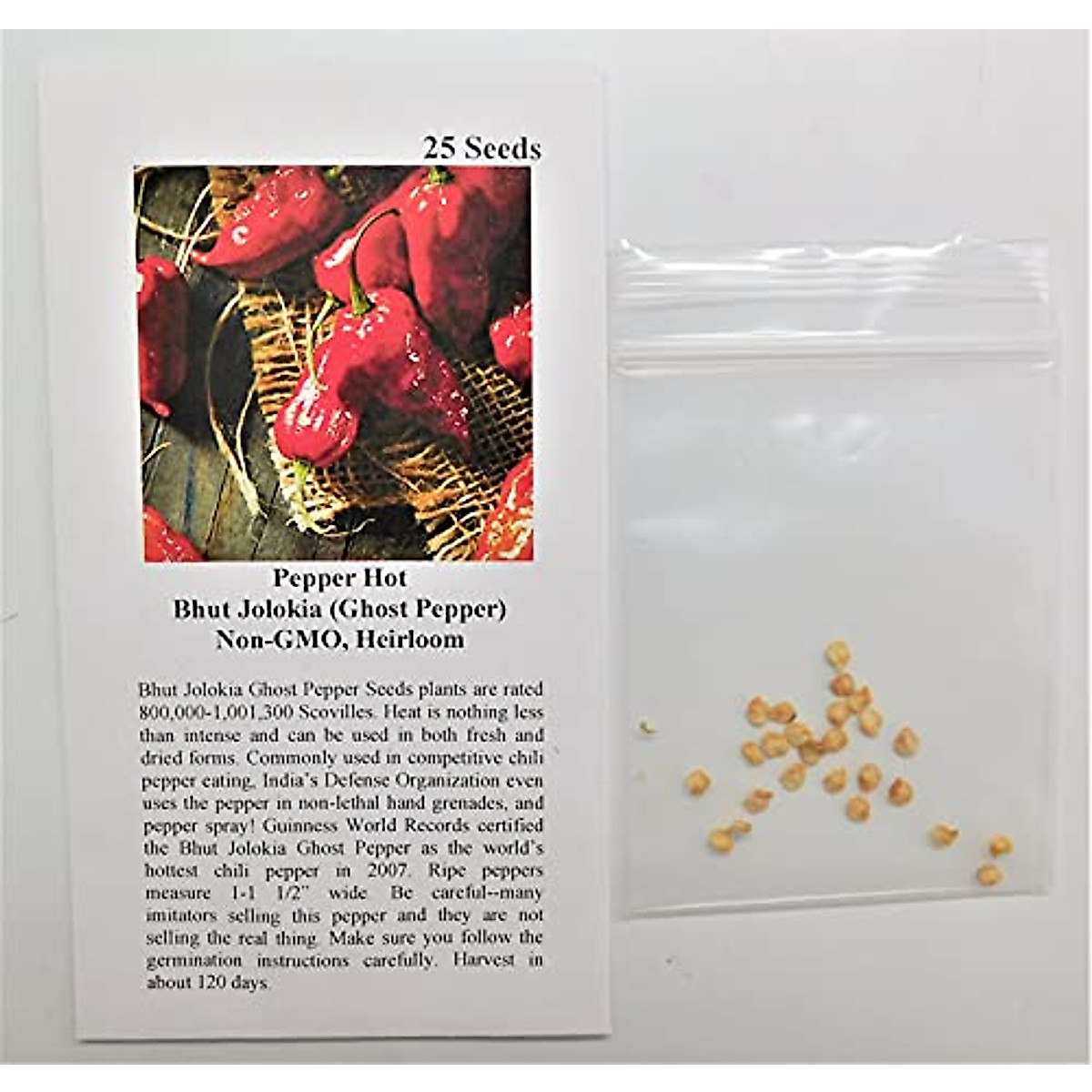 David's Garden Seeds Pepper Hot Bhut Jolokia (Ghost Pepper) FBA-00066 (Orange) 25 Non-GMO, Heirloom Seeds