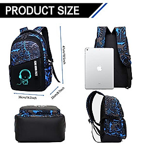 EDOSSA Backpack for Boys, 15.6 Laptop Backpack with USB Charging Port, Bookbag for School,Messenger Bag,Teens Backpack, Cool Backpack School, Backpack for Girls/Boys,luminous backpack，anime backpack.