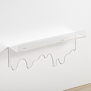 Leefasy Acrylic Floating Wall Ledge Shelf, Wall Mounted Bookshelf, Invisible Spice Rack, Clear Bathroom Storage Shelves Display,Hanging Shelves for Wall Storage - Flowing Water