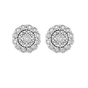 La4ve Diamonds Stud Earrings for Women Round Cut Natural Diamonds with Push back Sterling Silver | Jewelry Gifts for Women | Gift Box Included