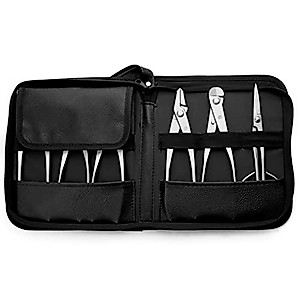 TianBonsai 6-PCS Bonsai Tool Set Including Concave Cutter Straight Edge Cutter Trunk Splitter Wire Cutter Bonsai Pliers And Bonsai Scissors Equip With Tool Bag