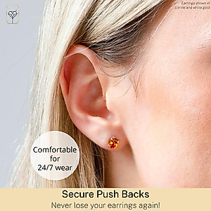 MAX + STONE 14k White Gold Blue Aquamarine Oval Stud Earrings for Women | 7x5mm March Birthstone