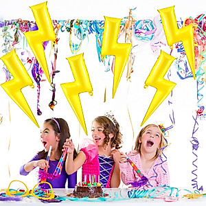 6 Pcs Lightning Balloons 45 Inch Yellow Flash Mylar Foil Balloons For Party Thunder Lightning Shape Floatable Balloons For Boys Electric Birthday Party Wedding Graduation Baby Shower Decors