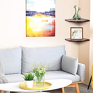 Demigo Corner Shelf Wall Mount, Set of 2 Solid Acacia Wood Floating Corner Shelf, Smooth - Durable - Attractive Corner Shelves for Bedroom Living Room Bathroom Kitchen