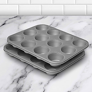 G & S Metal Products Company OvenStuff Set of Two Nonstick 12-cup Muffin Pans, Gray, HG230-AZ