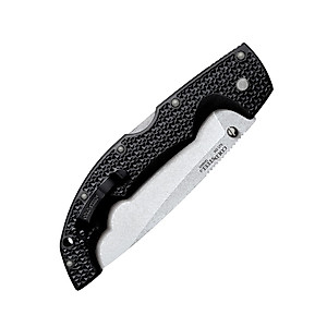 Cold Steel Extra Large Drop Point Voyager / 12 1/4" Overall / 5 1/2" Blade / 4MM Thick / 6 3/4" Long GRIV-EXHANDLE / AUS10A Steel/Ambi Belt Clip/Blister Packed,Black
