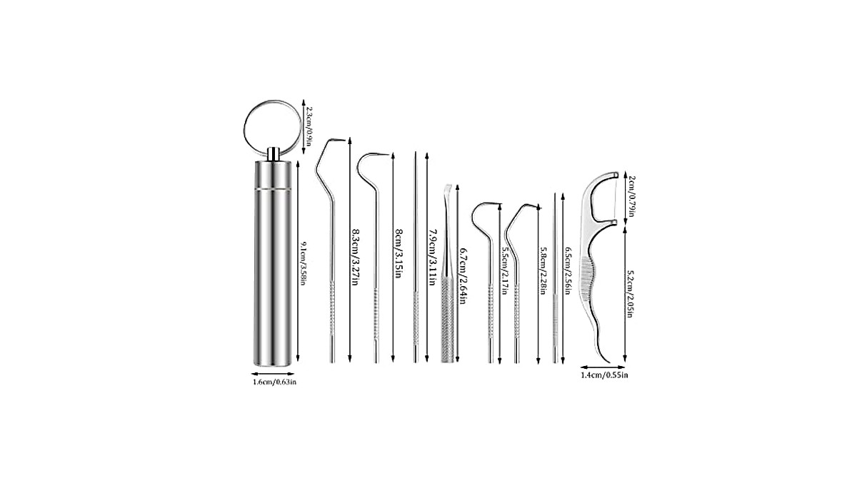 GELMAY Stainless Steel Toothpicks & Floss Picks Kit for Travel & Daily Use