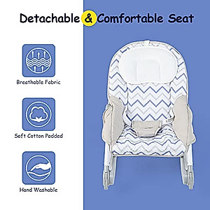 GLACER 2-in-1 Baby Rocker Seat, Foldable Rocker & Stationary Seat w/ Adjustable Backrest, 3-Point Seat Belt & Removable Toys Bar, Portable Baby Rocker for Infants 0-9 Months