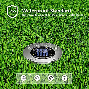 BLUEGUAN 14 Pack Solar Ground Lights, 8 LED Light Beads, Waterproof and Bright for Outdoor Gardens, Landscape Lamps for passages, courtyards, Decks, lawns, patios and walkways (Warm)