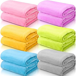 SmoothNovelty 6 Pcs Fleece Blankets for Girls Sleepover Party Soft Fuzzy Throw Blanket Warm Flannel Blanket for Teenager Spa Party Movie Graduation (Multicolor,40 x 60 Inch)