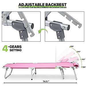Magshion Portable Military Fold Up Camping Bed Cot, Folding Camping Cot for Adults Outdoor Bed Heavy Duty Sleeping Cots for Camp with Carry Bag, Neon Pink