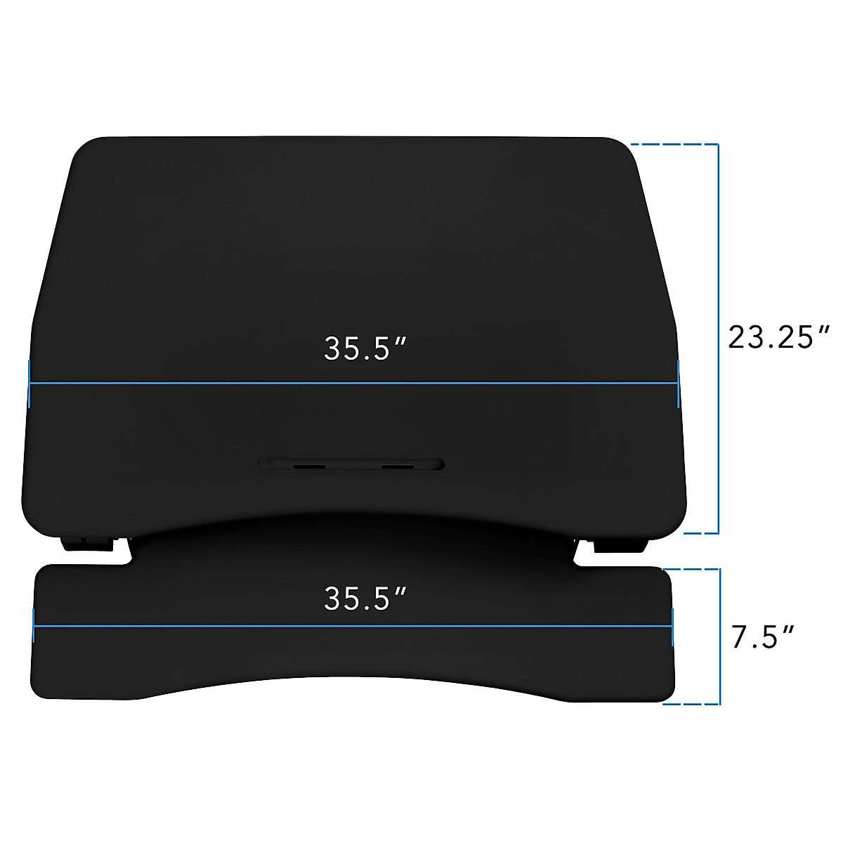 Mount-It! Height Adjustable Standing Desk Converter | 35” Wide Desktop | Sit-Stand Desk with Gas Spring Handle | Stand Up Computer Workstation Fits Dual Monitors | Black (MI-7955)