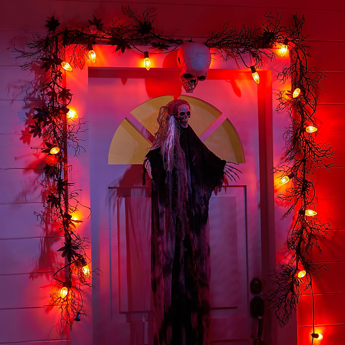 25 Pack C9 Led Replacement Halloween Light Bulb, Orange C9 Shatterproof Led Bulb for Halloween String Light, E17 Intermediate Base, Commercial Grade Dimmable Bulbs