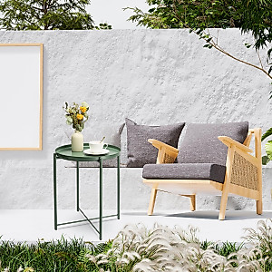 danpinera Side Table, End Table for Small Spaces Accent Metal Bedside Table Round Small End Table, Outdoor Side Table Accent Patio Side Table Anti-Rust and Waterproof Dark Green