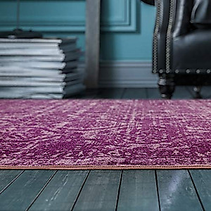 Antep Rugs Alfombras Non-Skid (Non-Slip) 8x10 Rubber Backing Floral Geometric Low Profile Pile Indoor Area Rugs (Purple, 8' x 10'3")