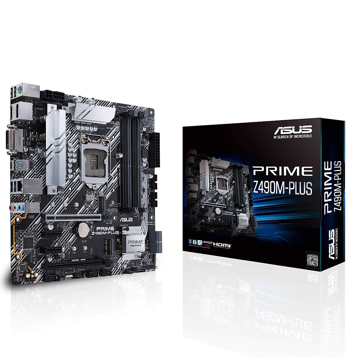 ASUS Prime Z490M-PLUS LGA 1200 (Intel® 10th Gen) Z490 Micro ATX Motherboard (Dual M.2, DDR4 4600, 1 Gb Ethernet, USB 3.2 Gen 2 USB Type-A®, Thunderbolt™ 3 Support, Aura Sync RGB)