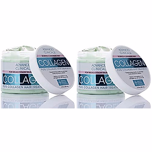Advanced Clinicals Collagen Hair Mask Treatment Deep Protein Conditioner To Strengthen Color Treated Hair, Fortifying Hair Repair Mask W/Quinoa & Coconut Oil Restores Weak Hair, 12 Fl Oz (2-Pack)