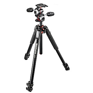 ZAYKIR Manfrotto MK055XPRO3-3W 055 Kit Aluminium 3-Section Horizontal Column Tripod with 3-Way Head and Two Quick Release Plates for The RC2 Rapid Connect Adapter
