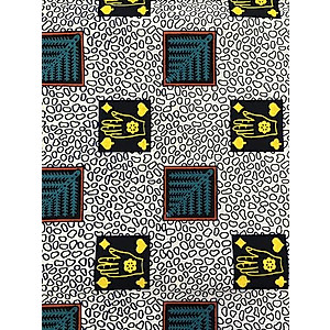 African Guaranteed Wax Block Prints Fabric/African Ankara Wrapper Fabric Wax Fabrics /-Sell by 6 Yards-100% Cotton-for Dresses- White, Yellow, Teal-Green, Black, Orange, Dark-Blue