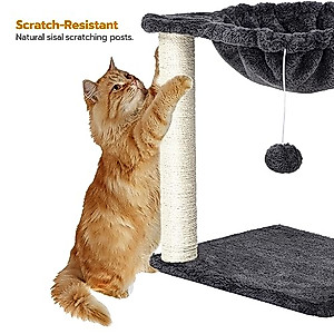 HOOBRO Cat Tree Tower for Indoor Cat, Small Cat Pet House Furniture for Kitten, 15.7 x 11.8 x 16.5 Inches, Plush Soft Hanging Basket Perch Hammock, with Sisal Cat Scratching Post, Plush Toy GY08CT03