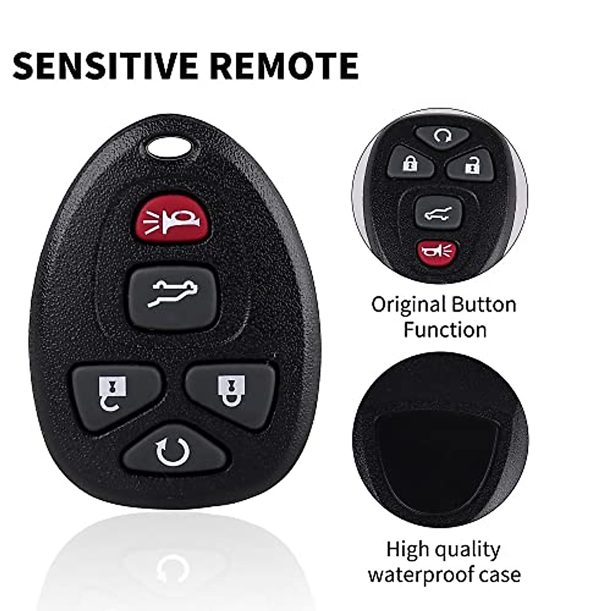 Car Key Fob Replacement for 2007-2016 Chevy Suburban Tahoe Traverse / 2008 Cadillac Escalade SRX / 2017 Buick Enclave / 2016 GMC Acadia Yukon FCC ID:OUC60270 OUC60221 (5Btn 2 Pcs)