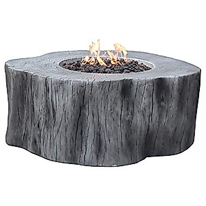 Elementi Manchester Outdoor Gas Firepit Table 42 Inches Natural Gas Fire Pit Patio Heater Concrete High Floor Clearance Firepits Outside Electronic Ignition Backyard Fireplace Cover Lava Rock Included