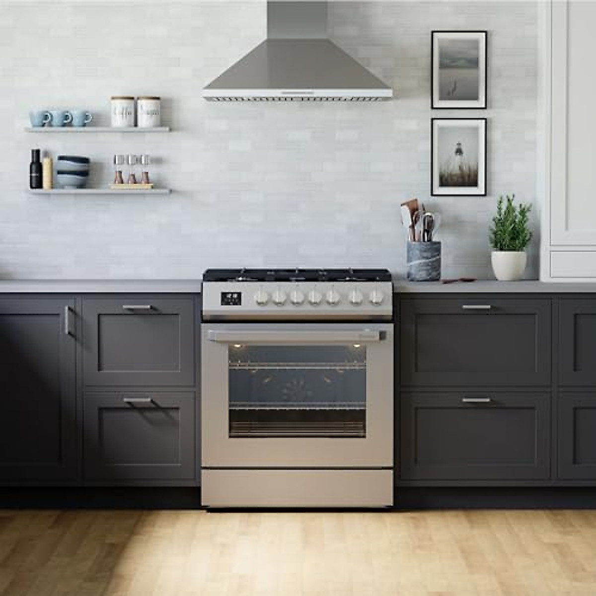 RANGAIRE RRG303TS 30" Gas Range, 5 Sealed Burners, 5.0 cu. Ft. Capacity, Freestanding Slide-in Convection Oven, Easy Reach Racks, Clock and Timer, Stainless Steel