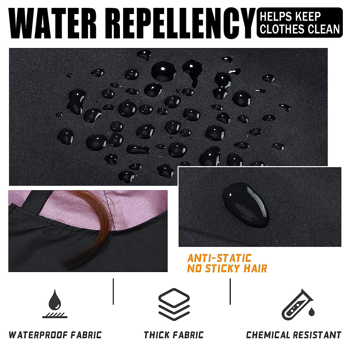 Janmercy 4 Pcs Hair Stylist Apron with 4 Pockets Waterproof Salon Aprons for Hairdresser Cosmetologist Apron (Black, Dark Blue)