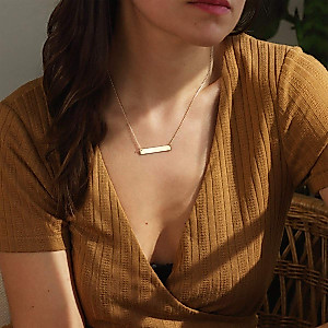 itianxi Gold Dainty Bar Necklace for Women,14K Gold Plated Cute Tiny Horziontal/Balance Necklace,Delicate Fashion Necklace