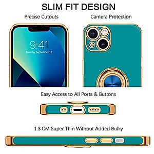 BENTOBEN iPhone 13 Mini Case with 360° Ring Holder, Slim Fit Shockproof Kickstand Magnetic Car Mount Supported Non-Slip Protective Women Men Girls Boys Case Cover for iPhone 13 Mini 5.4", Ocean Blue