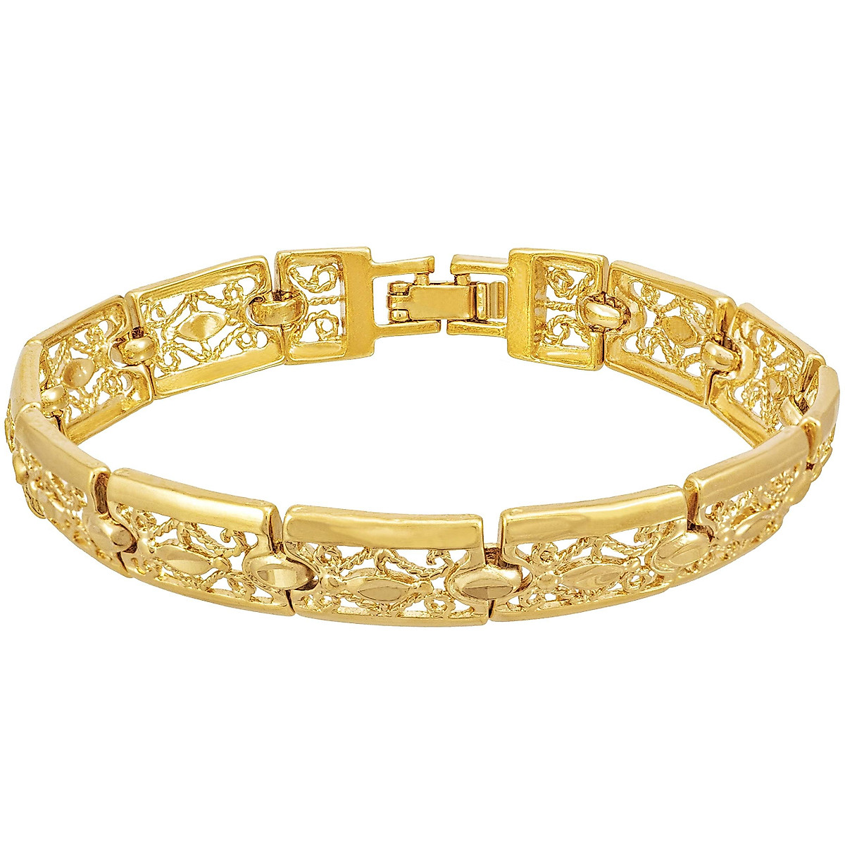LIFETIME JEWELRY Filigree Bracelet for Women and Men 24k Real Gold Plated Charm (Gold, 8)