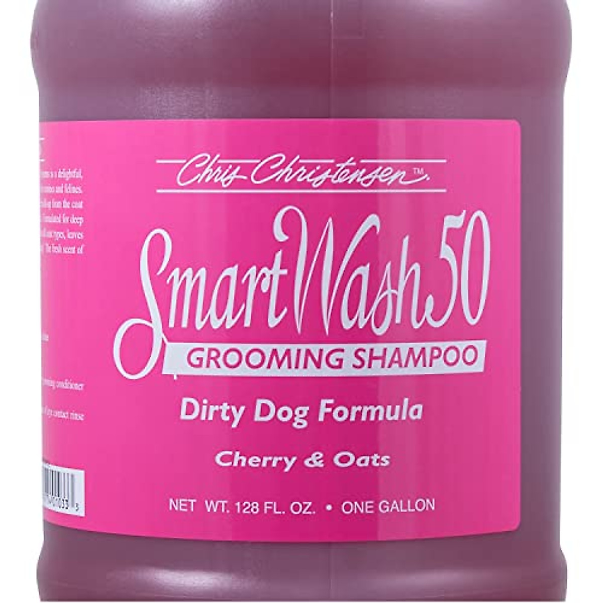 Chris Christensen SmartWash50 Cherry & Oats Ultra Concentrated Dog Shampoo, Makes up to 50 Bottles, Groom Like a Professional, Delightfully Fragranced and Concentrated, Suitable For All Coats, Made in the USA, Gallon