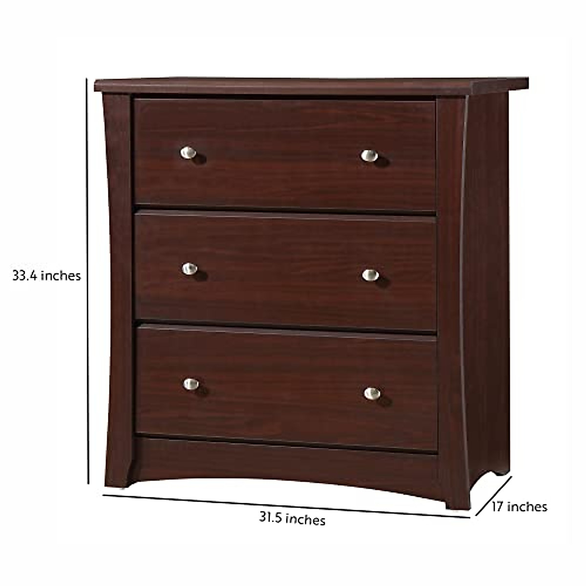 Storkcraft Crescent 3 Drawer Dresser (Espresso) – Baby and Kids Bedroom Organizer, Nursery Chest, Storage Dresser With Drawers, Universal Design