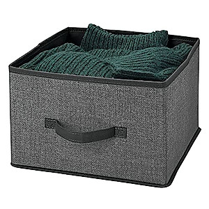 mDesign Fabric Bin for Cube Organizer - Foldable Cloth Storage Cube - Collapsible Closet Storage Organizer - Folding Storage Bin for Clothes and More - Lido Collection -10 Pack - Charcoal Gray/Black