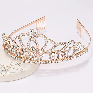 AOPRIE Diane Birthday Crowns for Women Gold Tiaras for Girls Crowns for Girls Rhinestone Crystal Decor Headband