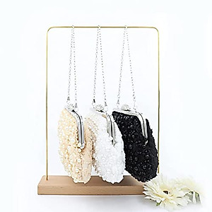 Carwales Women Pearl Clutch Flower Evening Bag Pearl Purse for Women Evening Wedding Dance Prom Bridal Handbags(White)