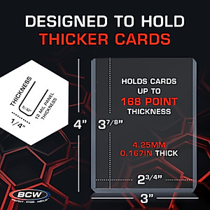 BCW Thick Card Topload Holder | Holds Relic, Patch, and Jersey Cards | Protective Card Sleeves for Collectibles and Trading Cards | Protective Rigid Plastic Display Card Holder (168 pt. / 4.25 MM)