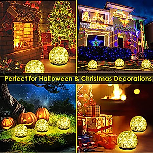 Keevvon Solar Garden Lights - 2 Pack of Solar Starburst Swaying Light and 4 Pack of Cracked Glass Solar Globe Lights, Solar Outdoor Lights Decorative Yard Patio Pathway Decoration, Warm White, Multico