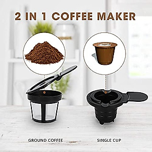 Sunvivi Coffee Maker, Single Serve Coffee Maker For Single Cup Pod & Coffee Ground, 30 Oz Removable Reservoir, Compact Coffee Machine Brewer with 6 to 14 oz. Brew Sizes, Black