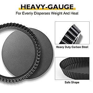 HONGBAKE Round Tart Pan 9 Inch with Removable Bottom, Nonstick Quiche Baking Pan for Oven, Tarts Tin for Cheese Cakes, Desserts