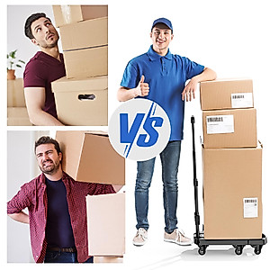 Folding Hand Truck, Pre-Installed 600lbs Heavy Duty Dolly Cart, Portable 6 Wheels Collapsible Luggage Cart with 2 Elastic Ropes for Luggage, Travel, Moving, Shopping, Office Use