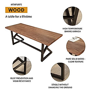 MTMFURFS Solid Wood Desk for Home Office desks Office Table with Extra Thick 1.96" Standing Desk Natural Furniture Simple Study Workstation Brown, 55" D x 27" W x 29" H