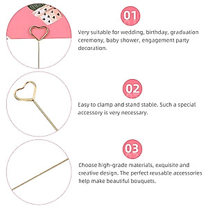 30 Pcs Floral Metal Place Card Holder Picks, Heart Loop Shape Flower Pick, Clips Picture Holders, Flower Gift Card Holder, Gold Heart Floral Picks Clip Floral Pick, for Photo Picture Memo Party
