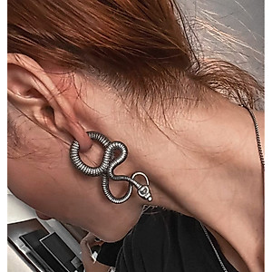 Atomhole Hypoallergenic 316 Stainless Steel Snake Dangle Ear Weights For Stretched Ears Gauges 2g Ear Plugs Body Piercing Tunnels Body Jewelry 2PCS (Black)