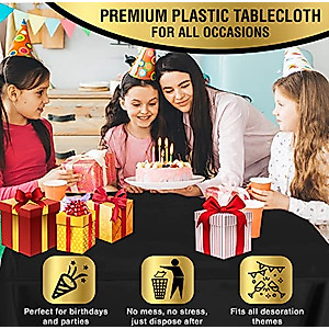 Plastic Table Cloths for Parties Disposable, Pack of 12, Thick White Tablecloth Good for Wedding, Birthday, Picnic Camping, also 12 Clips for disposable tablecloths for rectangle tables - 54x108-inch