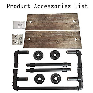 Industrial Bathroom Shelves Wall Mounted 2 Tiered,24in Pipe Shelving Wood Shelf with Towel Bar,Rustic Farmhouse Towel Rack,Metal Floating Shelves Towel Holder,Iron Distressed Shelf Over Toilet